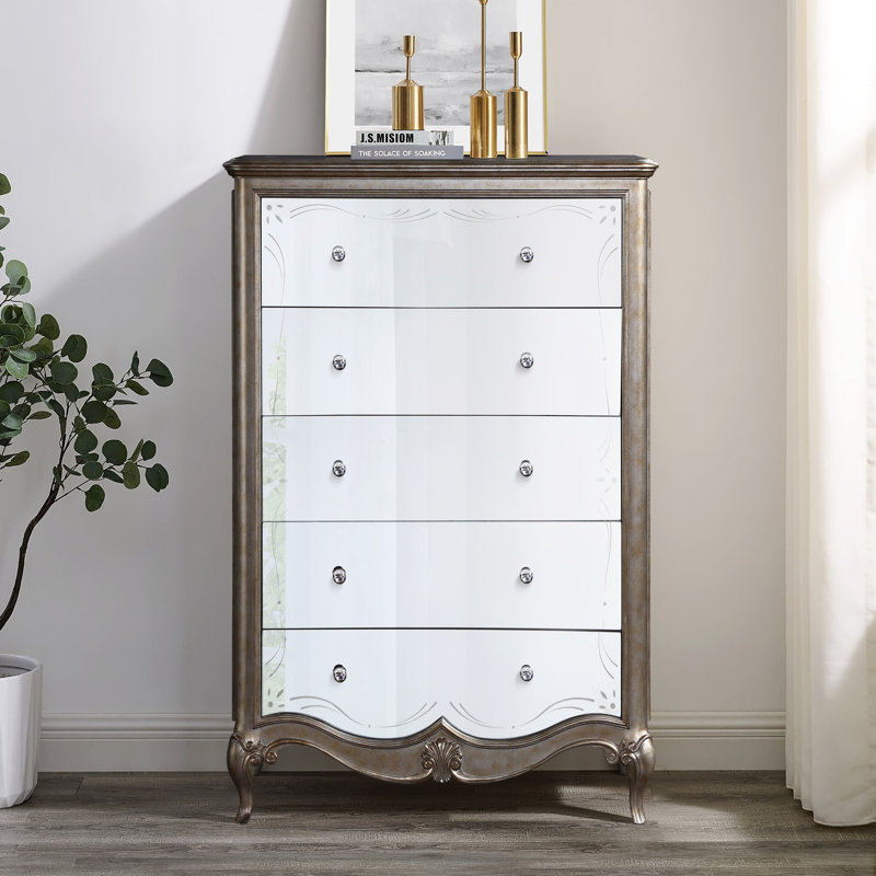 Champagne mirrored chest of drawers store
